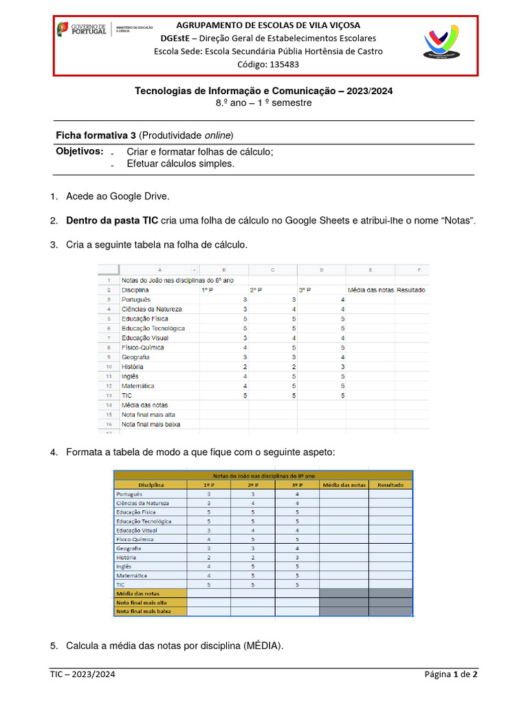 Ficha Formativa 3 | PDF