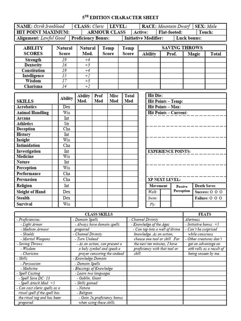 Ozrik-Big Text Character Sheet-02 | PDF