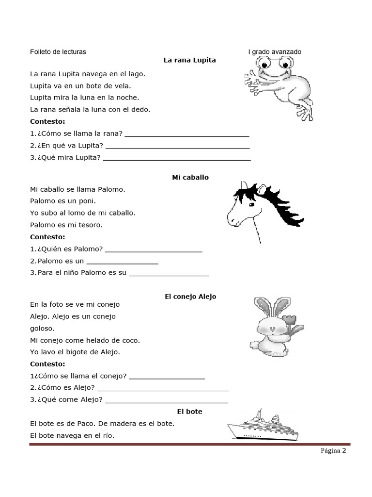Lecturas Cortas para Primer Grado | PDF