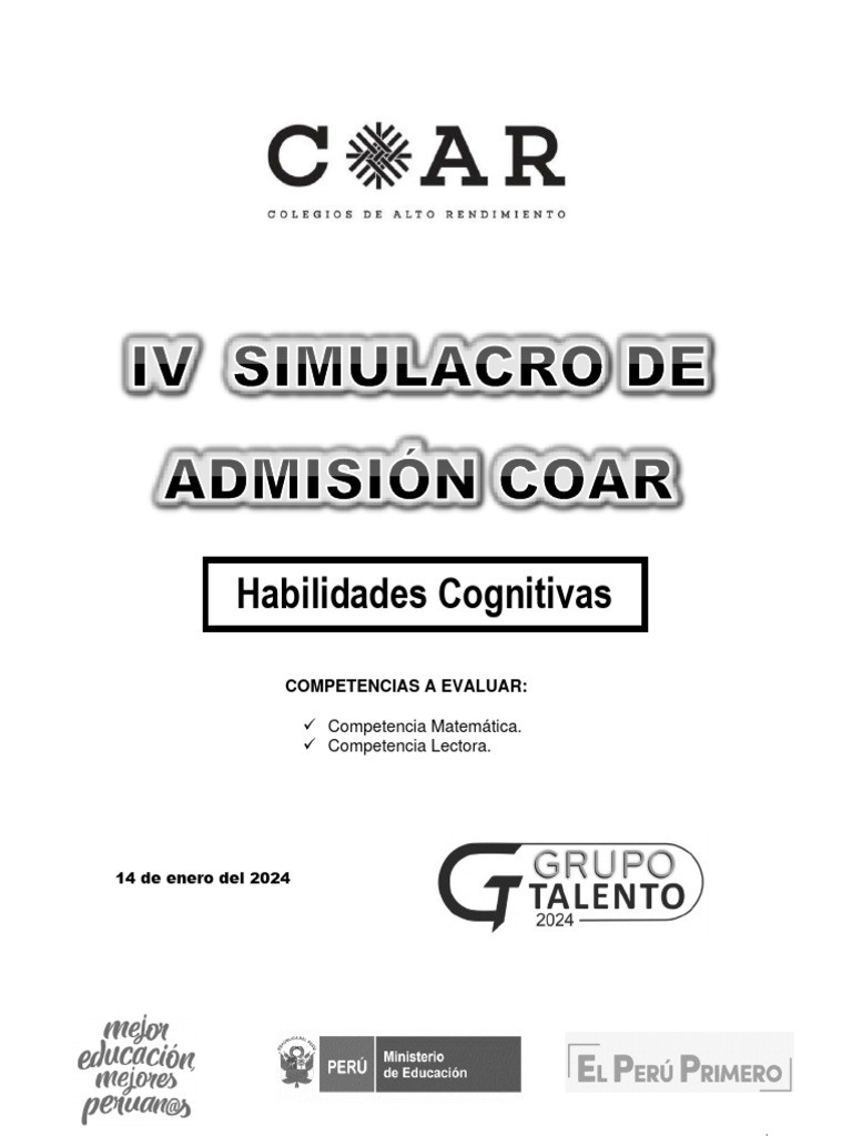 IV SIMULACRO COAR-2024 Off | PDF | Ácido Graso Omega 3 | Las emociones