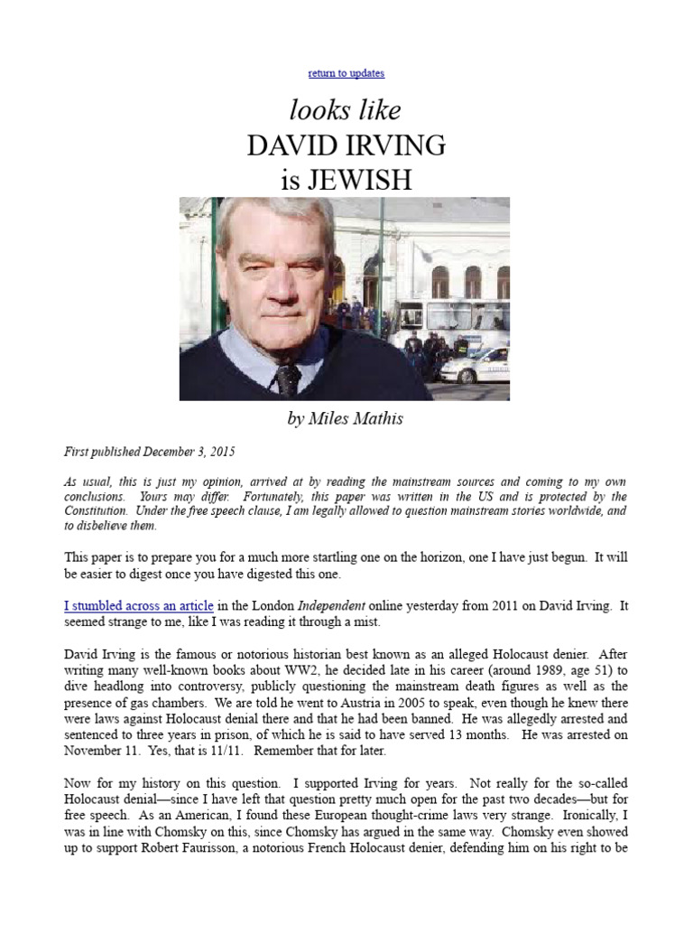 Miles Mathis - Looks Like DAVID IRVING Is JEWISH | PDF
