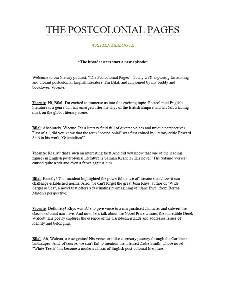 The Postcolonial Pages | PDF | Postcolonialism