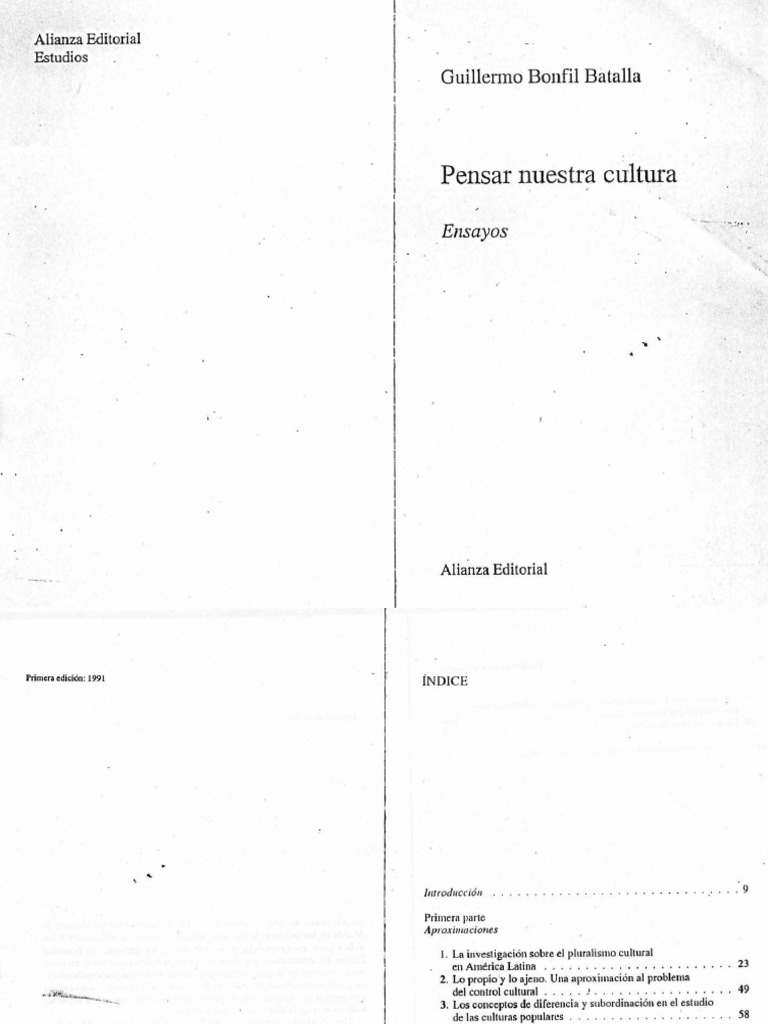 Pensar nuestra cultura: ensayos de Bonfil | PDF