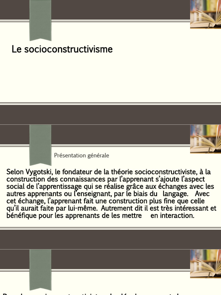 Le Socioconstructivisme | PDF | Constructivisme (Philosophie de l'Éducation) | Sciences ...