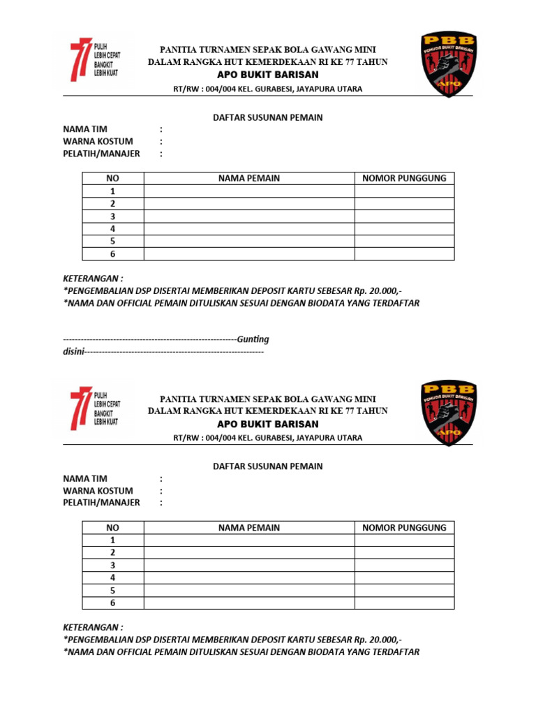 Daftar Susunan Pemain | PDF