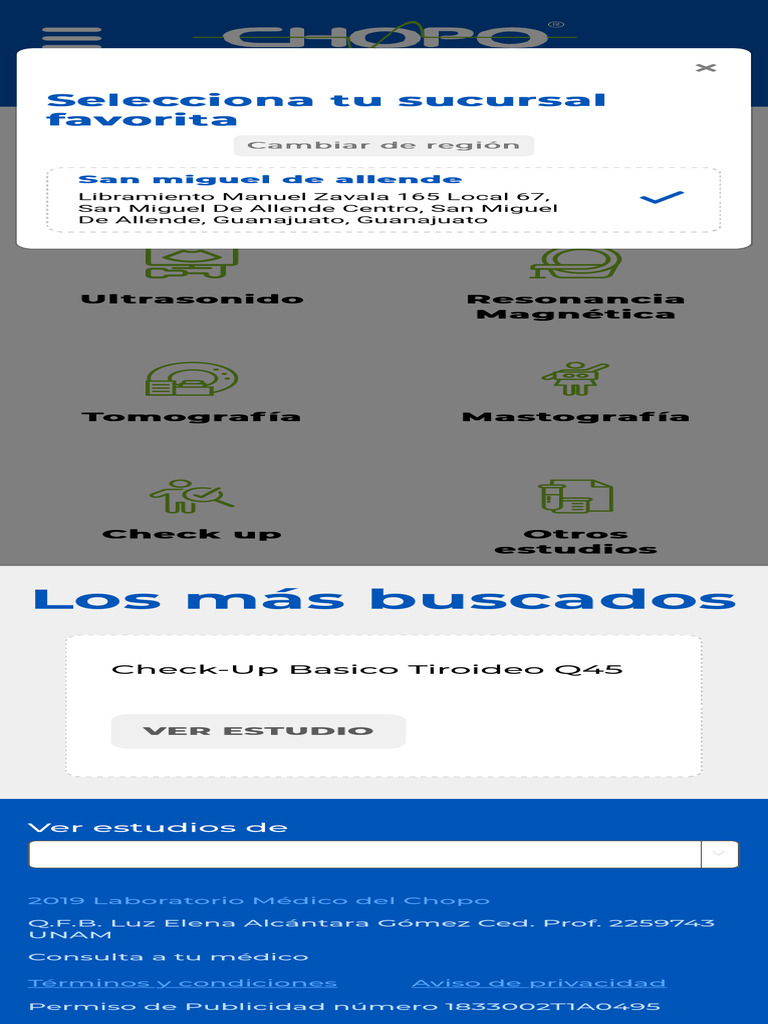 Promociones en Estudios y Check Ups Laboratorios Chopo | PDF