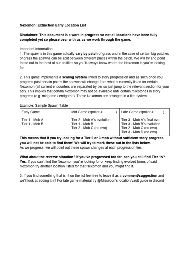 Nexomon - Extinction Locations | PDF | Earth Sciences | Physical Geography
