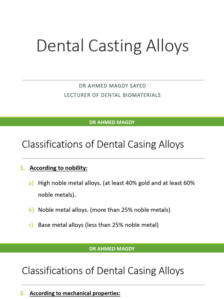 Dental Casting Alloys | PDF | Metals | Alloy