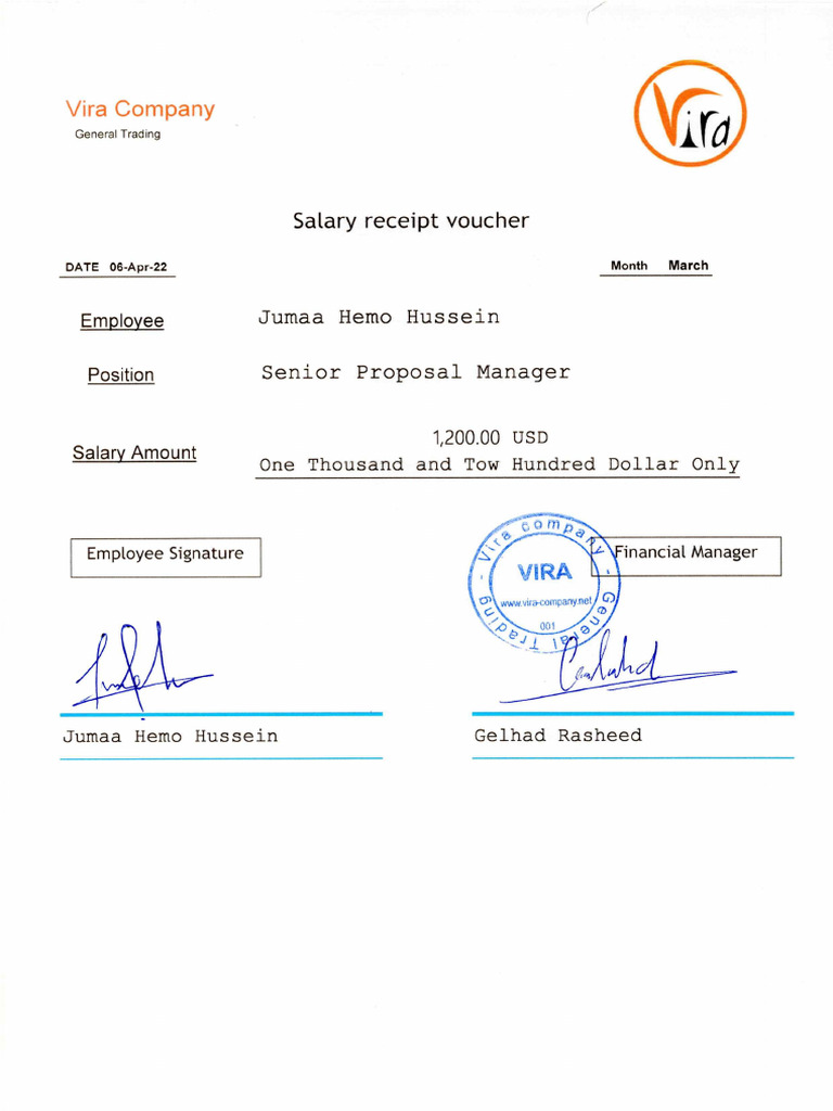 Salary Received Note | PDF