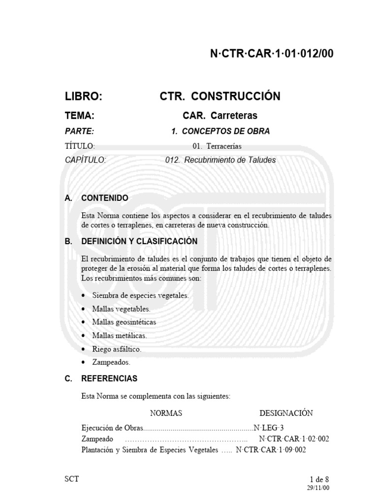 N CTR Car 1 01 012 00 | PDF | Revestimiento | Hormigón