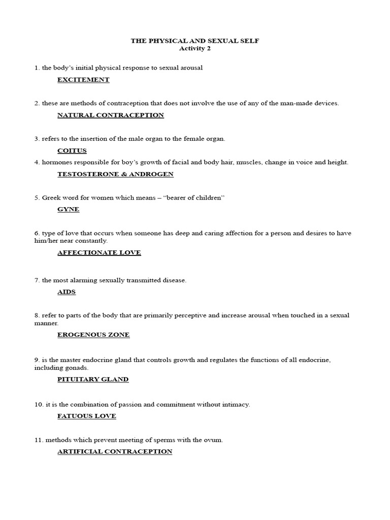 UTS Physical Sexual Self Activity | PDF | Sexual Arousal | Orgasm