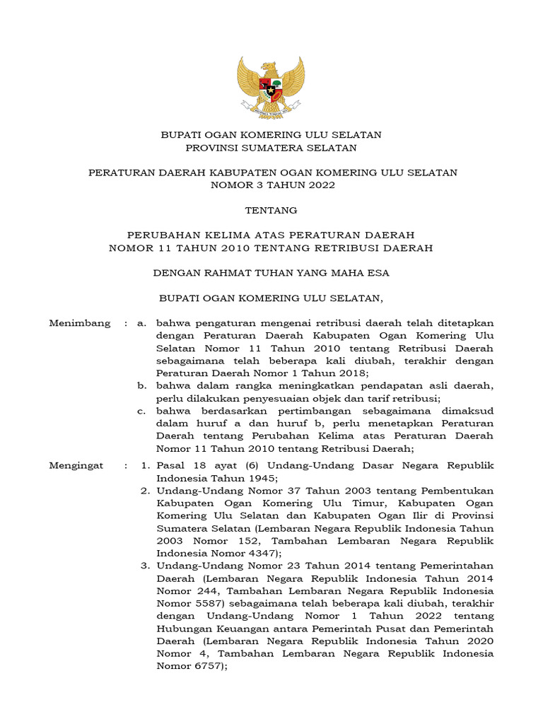 Perda OKUS Nomor 3 Tahun 2022 | PDF