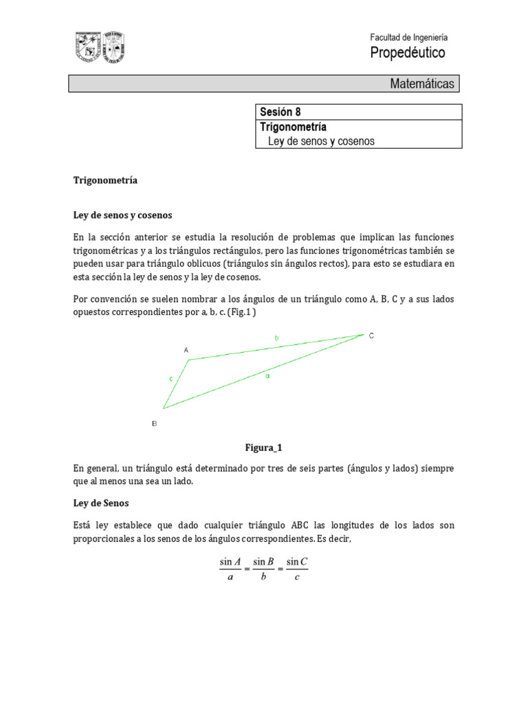 Sesión 8 Matematicas | PDF | Triángulo | Trigonometría Sesión 8 Matematicas | PDF | Triángulo | Trigonometría