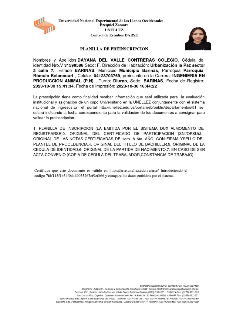 Planilla de Preinscripcion | PDF | Gobierno y personalidad