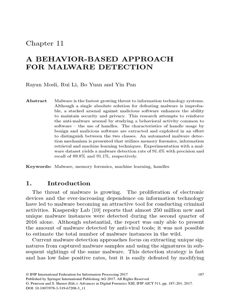 A Behavior-Based Approach For Malware Detection | PDF | Malware ...