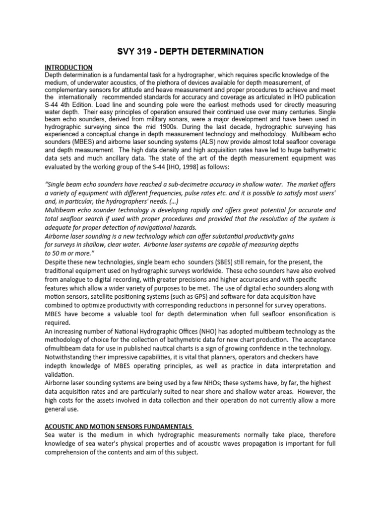 Lecture 4B Year 3-Sounding - Depth Determination | PDF | Acoustics | Sonar