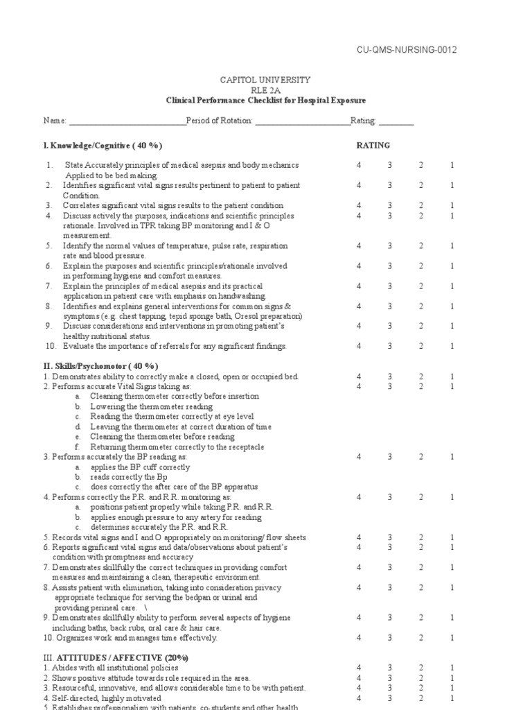Hospital Exposure Checklist | Download Free PDF | Health Sciences ...