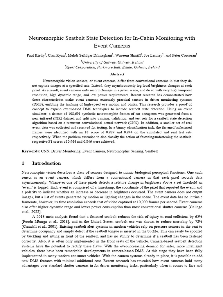 Neuromorphic Seatbelt State Detection For In Cabin Monitoring With Event Cameras Pdf