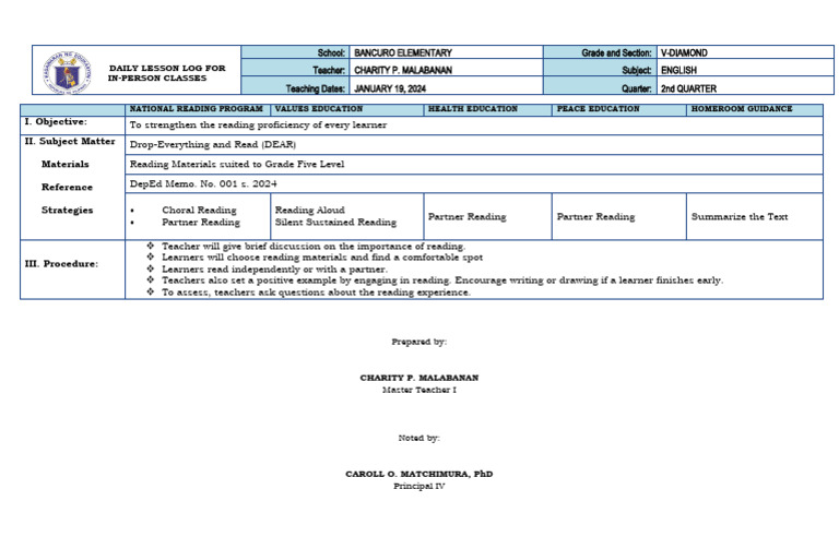 DLL for Catch Up Fridays | PDF