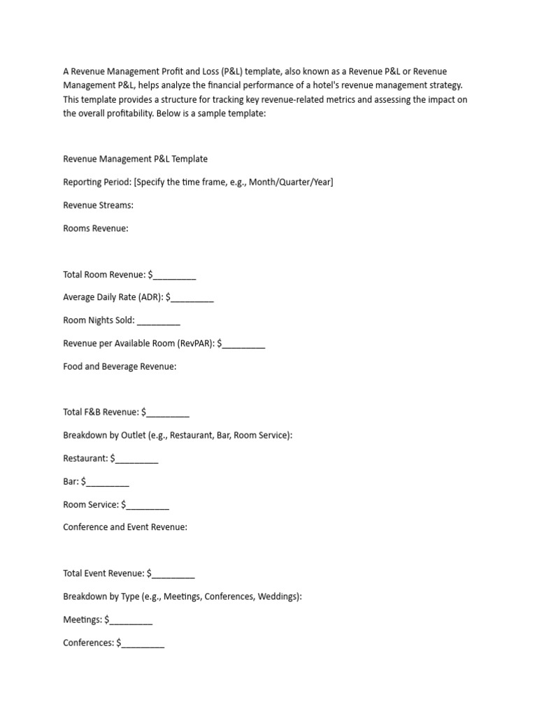 Revenue Management P&L Template | PDF | Cost Of Goods Sold | Income ...