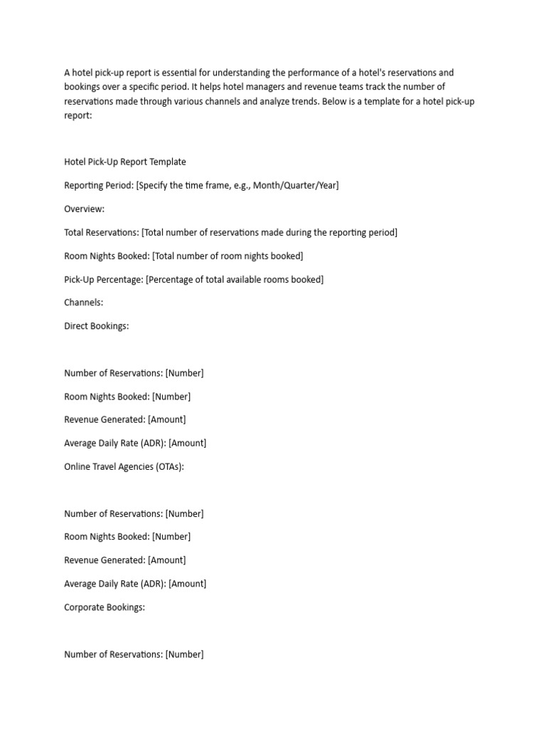 Reservation Pick Up Report | Download Free PDF | Pricing | Business