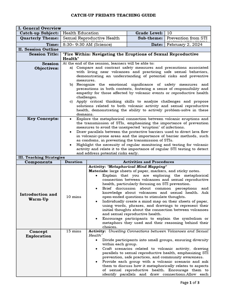 Teaching Guide Catchup Science Health Grade 9 | PDF | Sexually ...