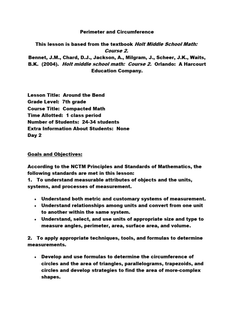 Perimeter and Circumference | PDF | Area | Pi