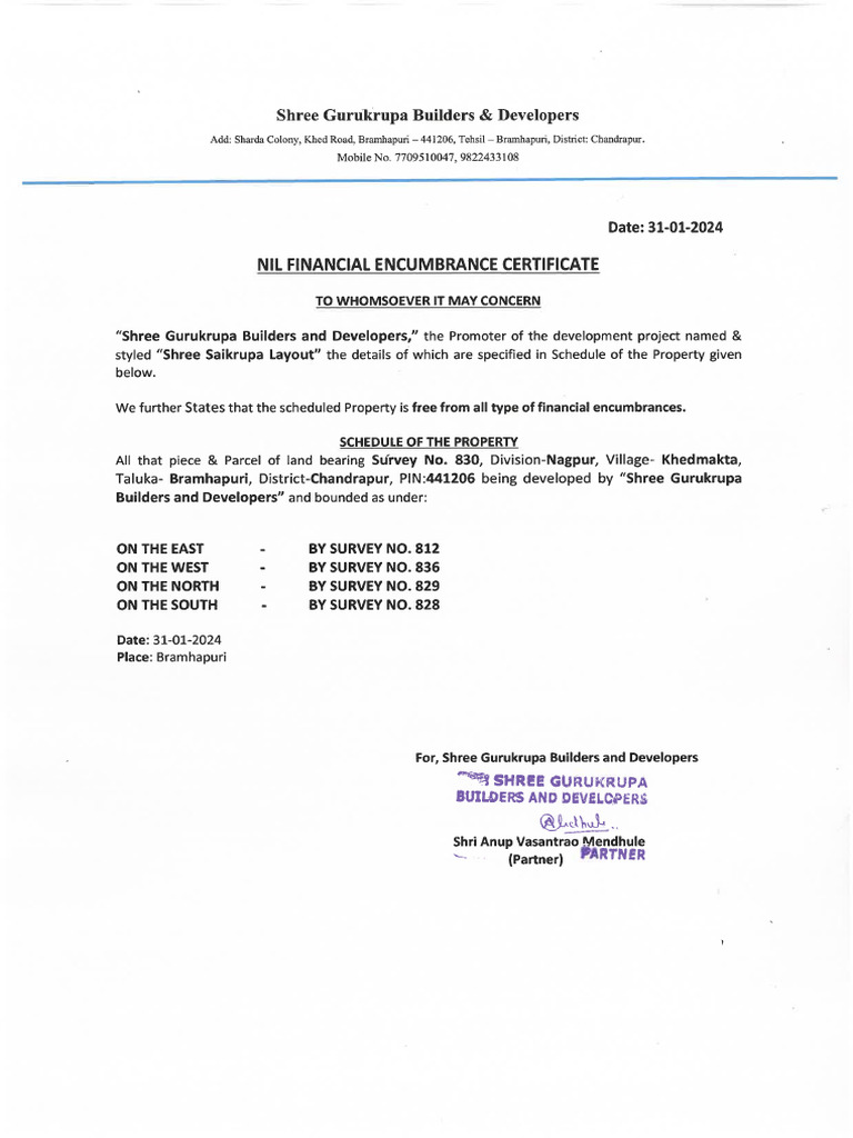 1.financial Encumbrance Certificate Survey No 830 | PDF