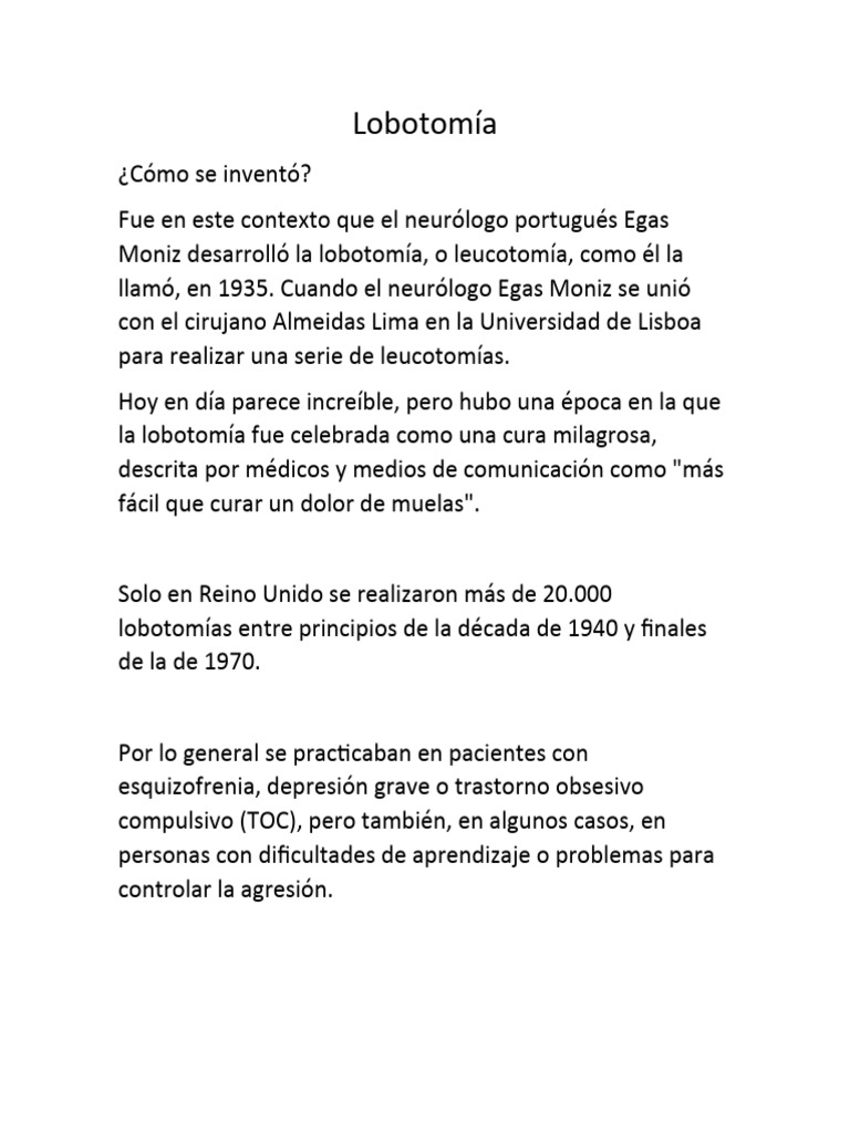 Última lobotomía legal en 1967 | PDF