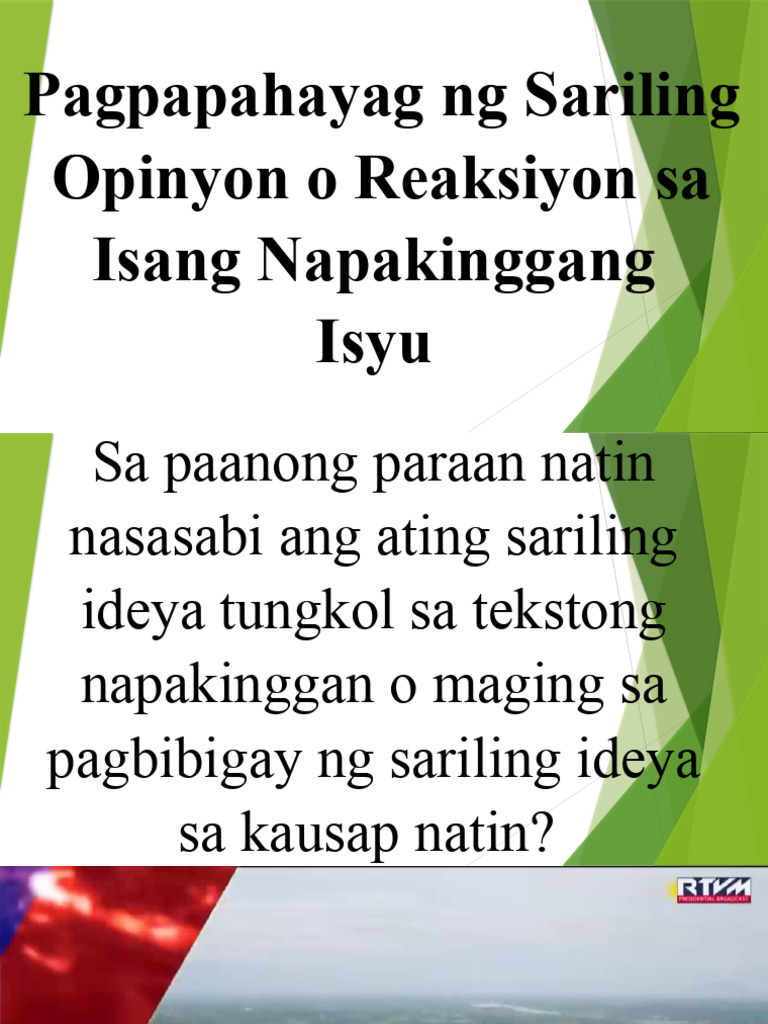 Opinyon o Reaksyon | PDF
