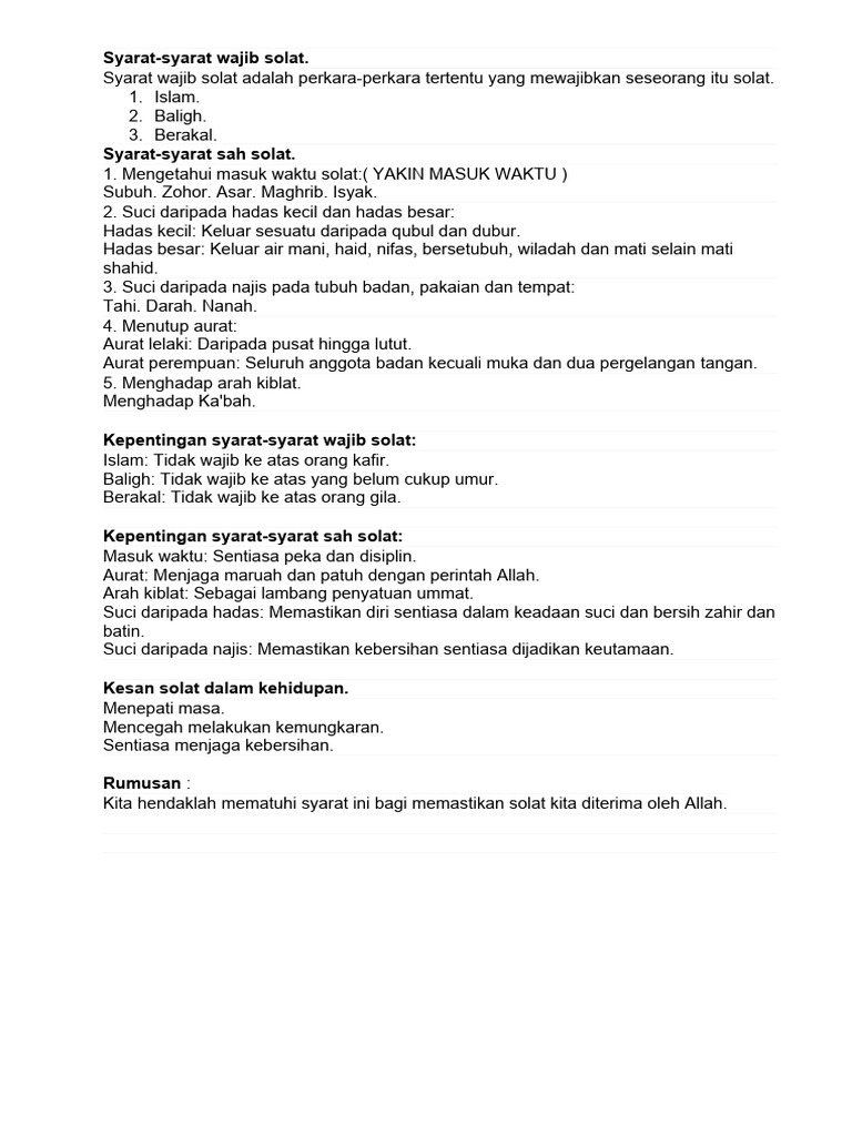 Nota Syarat Sah Dan Syarat Wajib | PDF