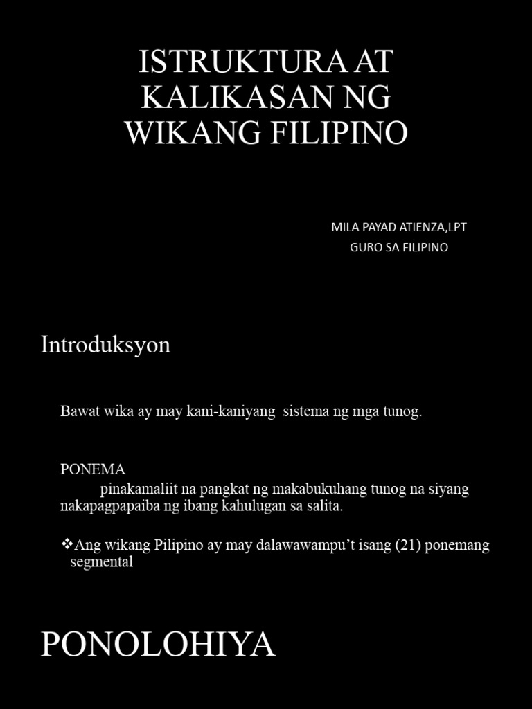 Istruktura at Kalikasan NG Wikang Filipino (Fili 42) | PDF