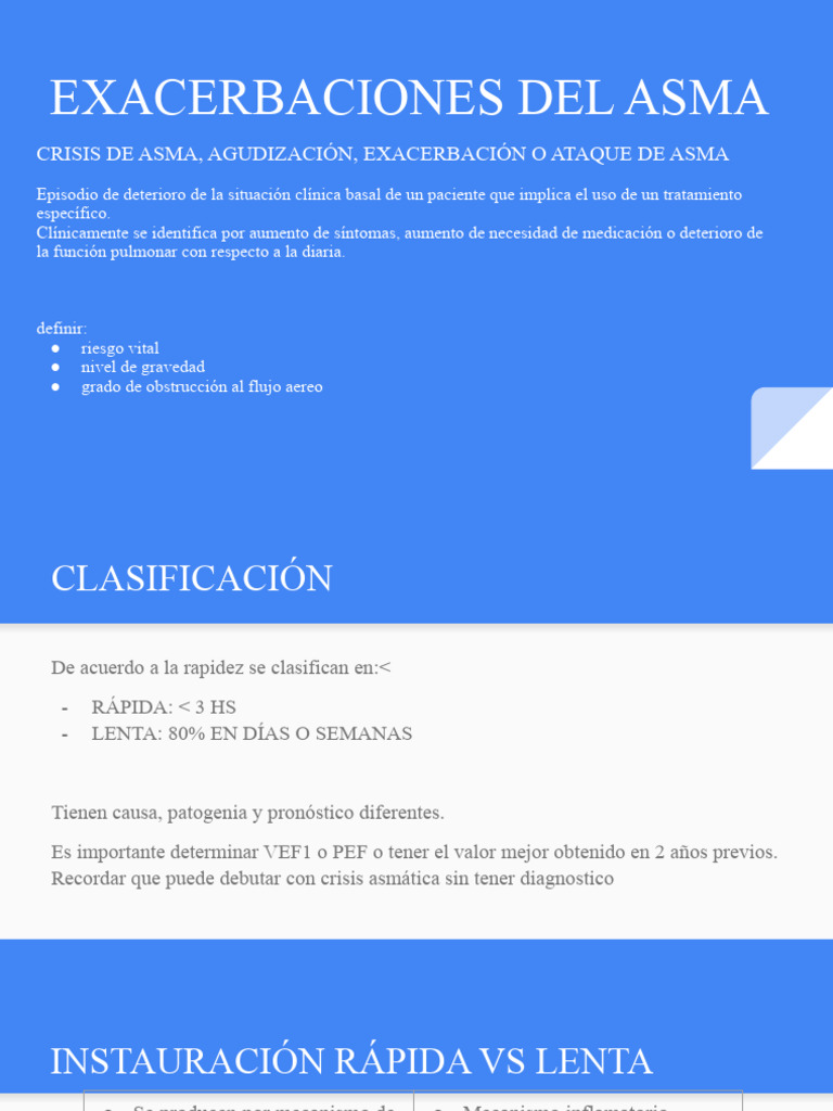 Clasificación y manejo de exacerbaciones asmáticas | PDF | Asma ...