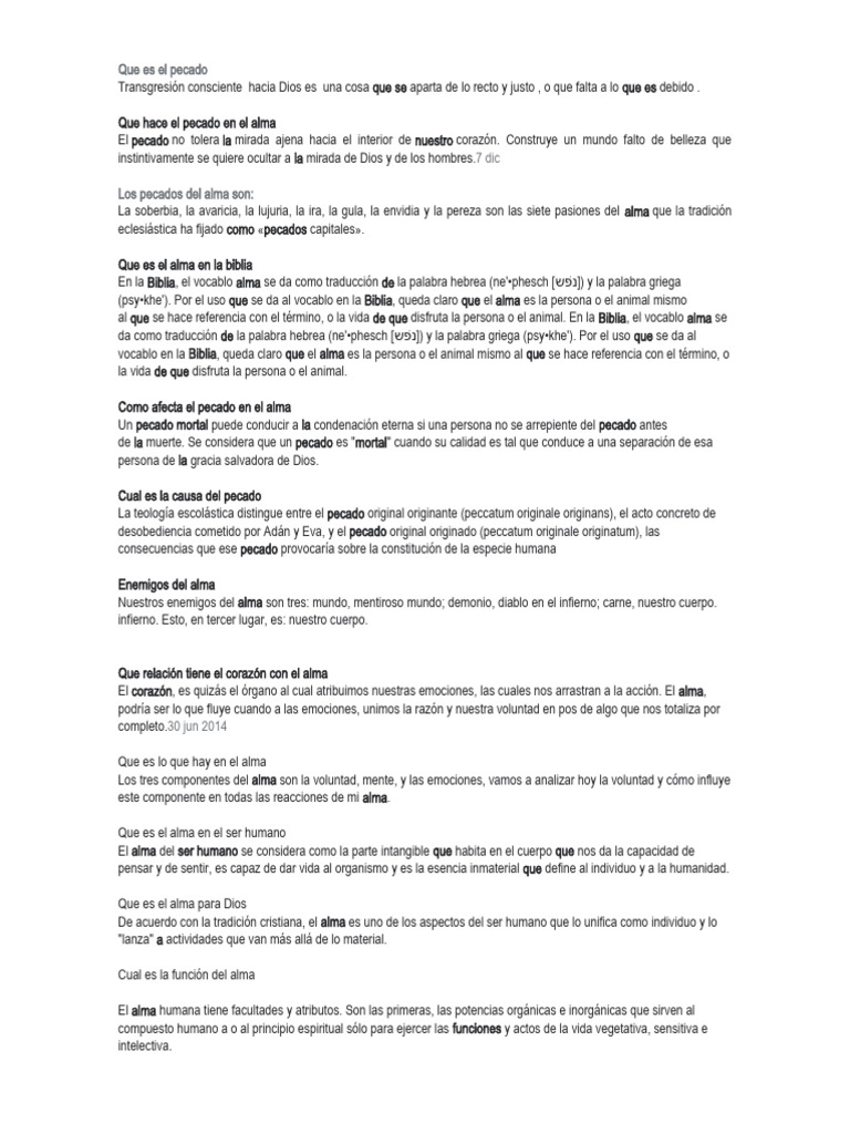 El Alma | PDF | Alma | Pecado