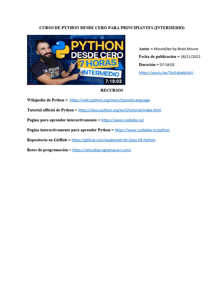 02 Curso de Pyhton Desde Cero para Principiantes (Intermedio) | PDF ...