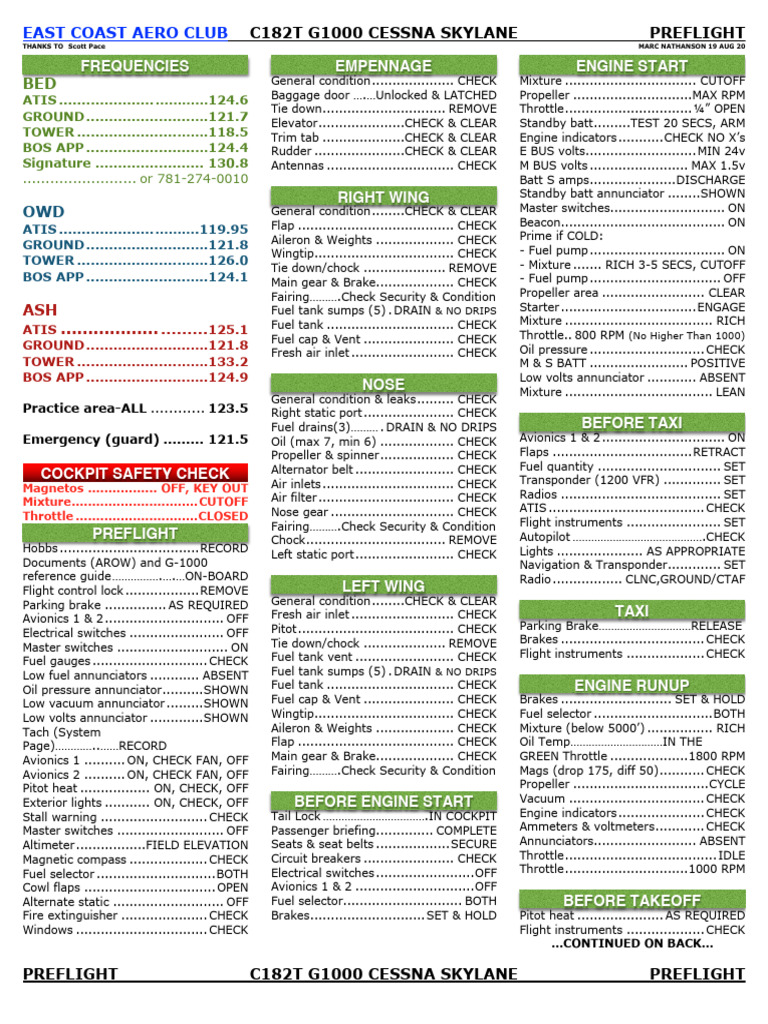C182T G1000 Checklist | PDF | Transport | Manufactured Goods