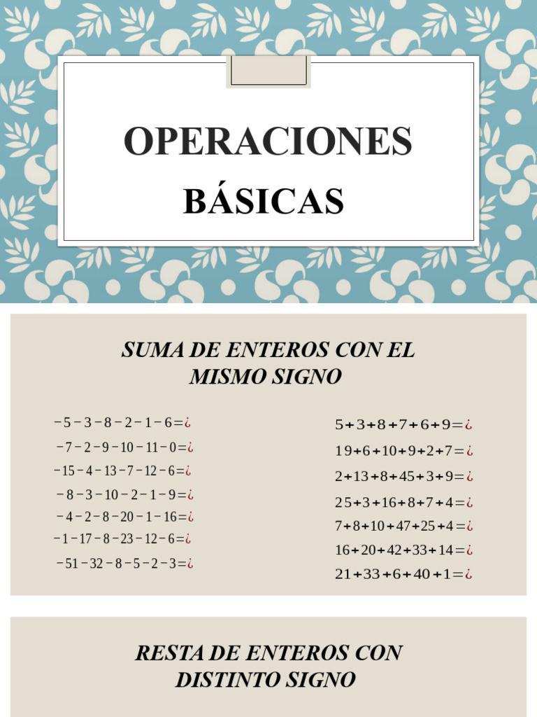 Operaciones Basicas | PDF
