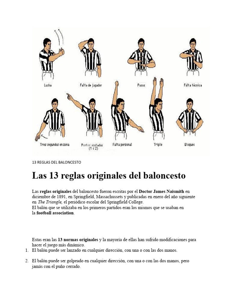 13 Reglas Del Baloncesto | PDF | Deportes de equipo | Deportes