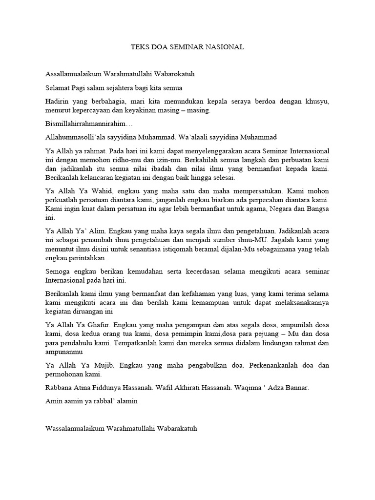 Teks Doa Seminar 2024 | PDF