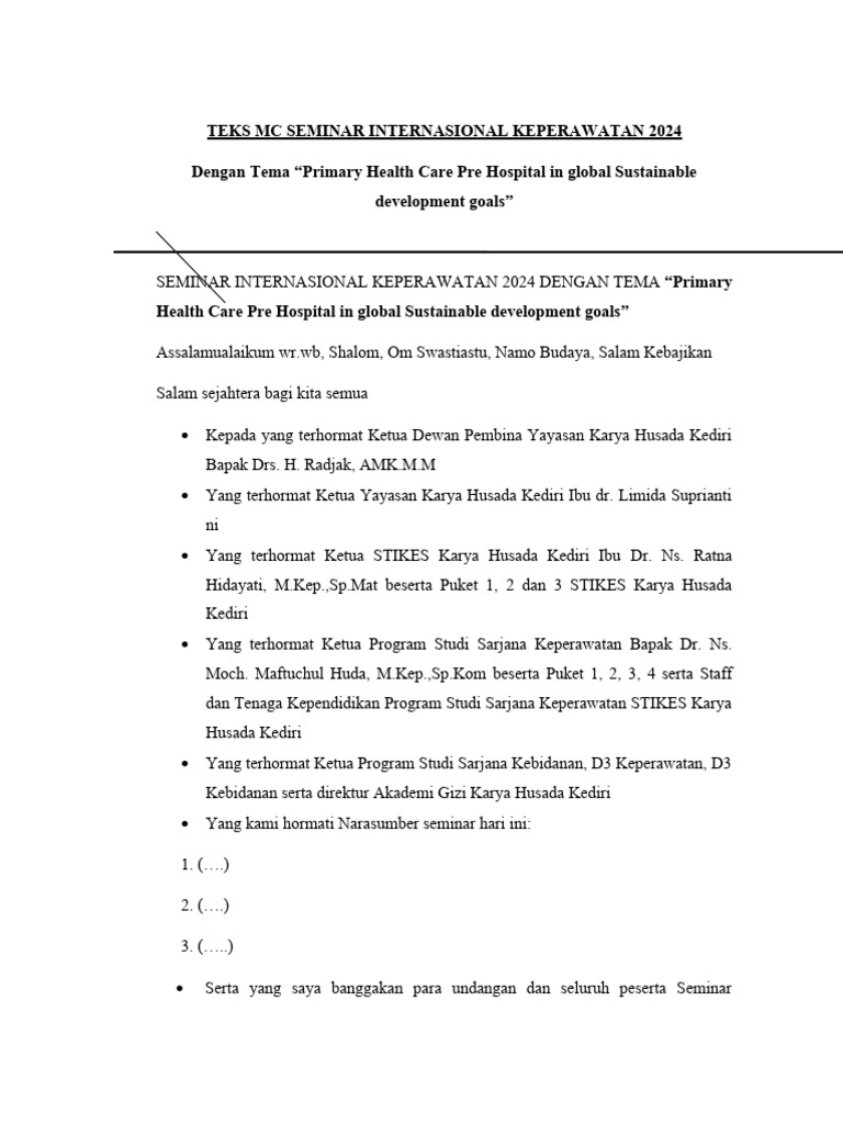 Teks MC Seminar 2024 | PDF