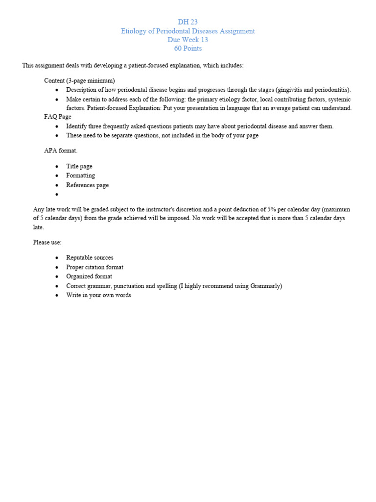 Etiology Assignment-1 | PDF | Periodontology | Faq
