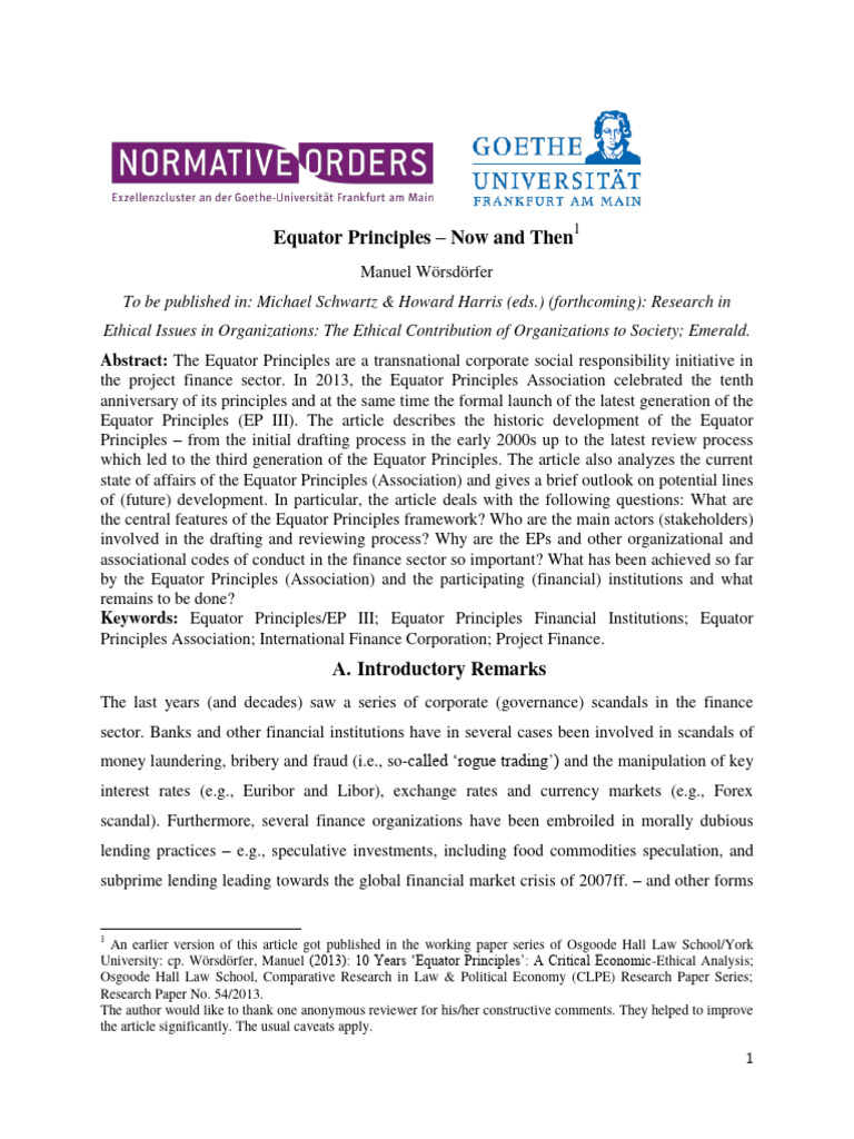 Equator Principles - Now and Then | PDF | Governance | International ...