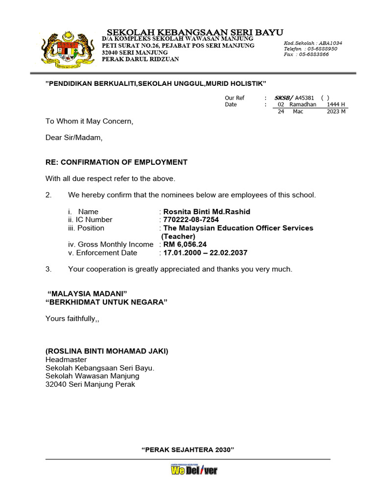 Confirmation of Employment | PDF