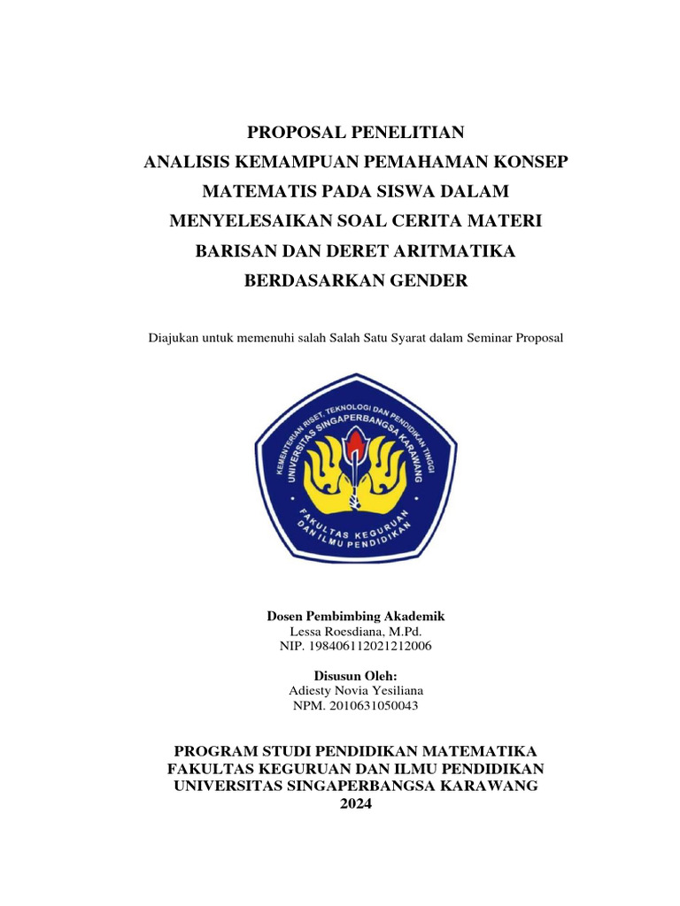 Bismillah Proposal Penelitian 15 | PDF | Karier & Perkembangan | Sains & Matematika