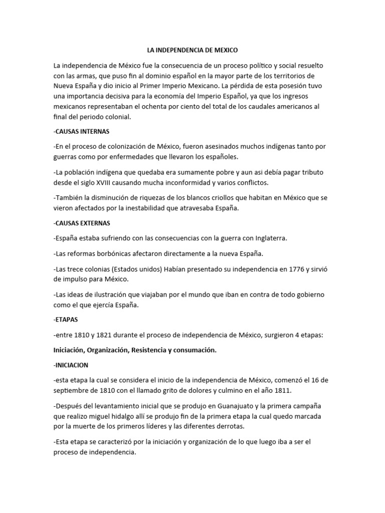 La Independencia de Mexico | PDF | Imperio español | México