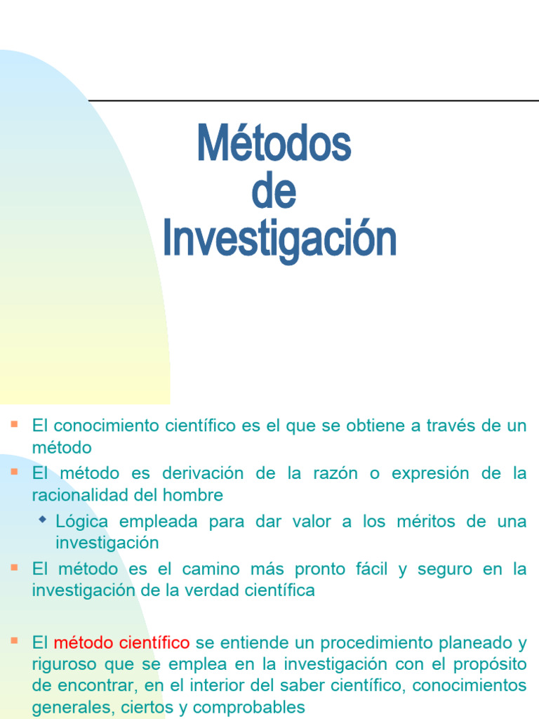 Métodos de Investigación | PDF | Método científico | Conocimiento