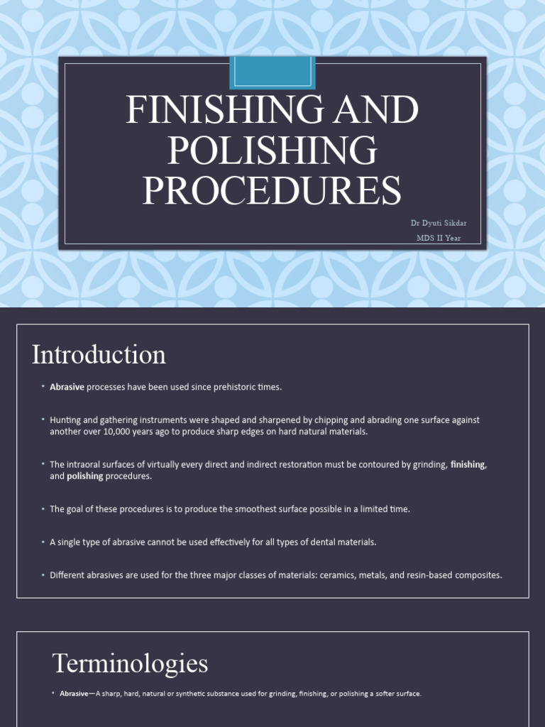 Finishing and Polishing Procedures | PDF | Abrasive | Wear