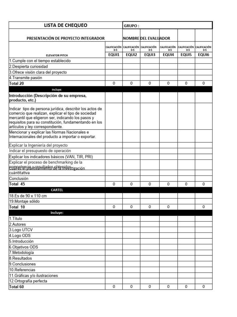 Check List Proyectos - Pitch - 4 DZ A, B y C | PDF | Business