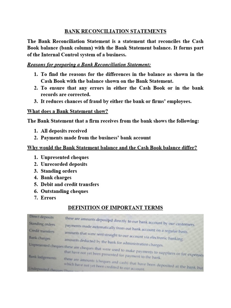 BANK RECONCILIATION STATEMENTS | PDF | Debits And Credits | Banks