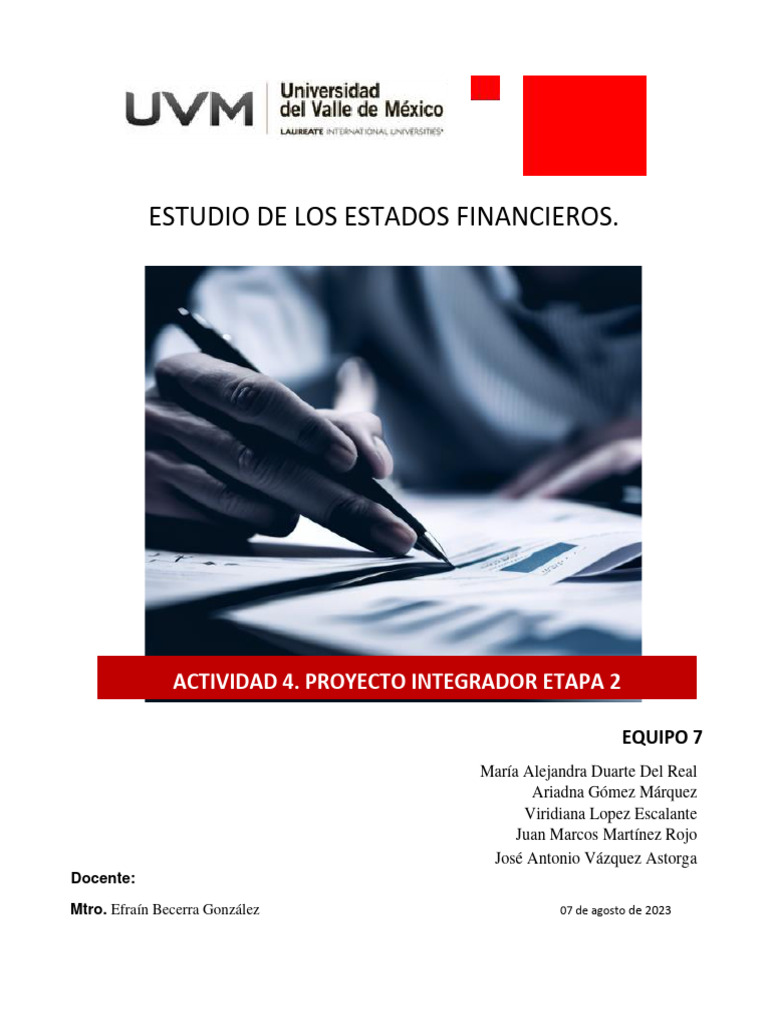 Estudio de Los Estados Financieros.: Actividad 4. Proyecto Integrador Etapa 2 | Descargar gratis ...
